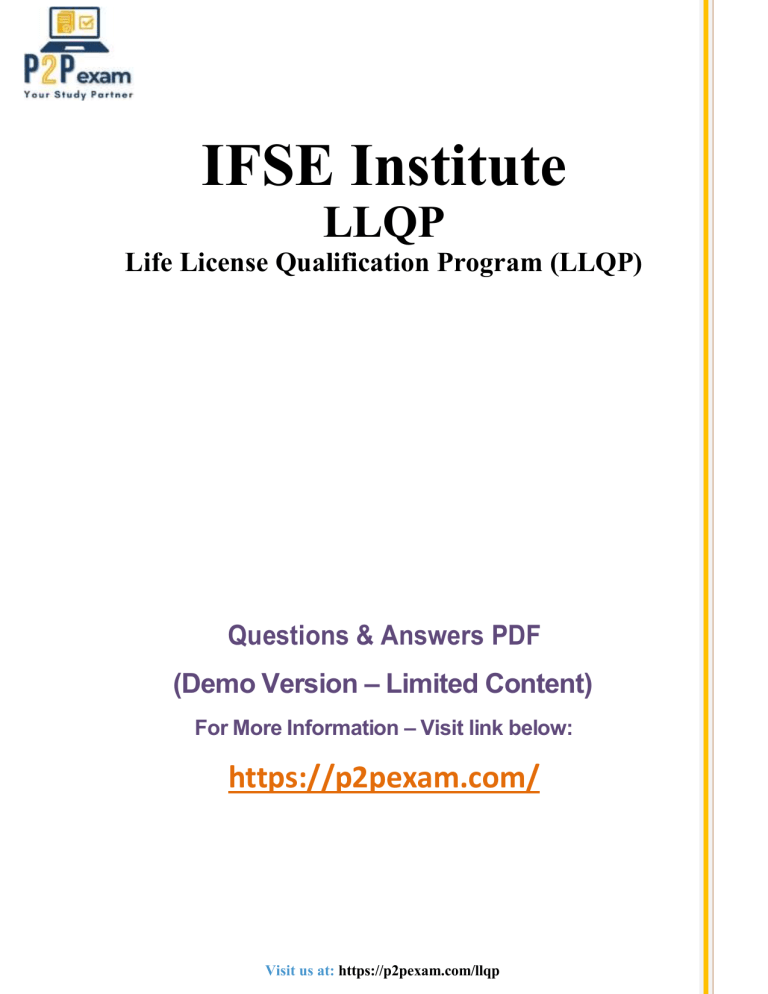 LLQP Life Insurance Questions & Answers (Demo)