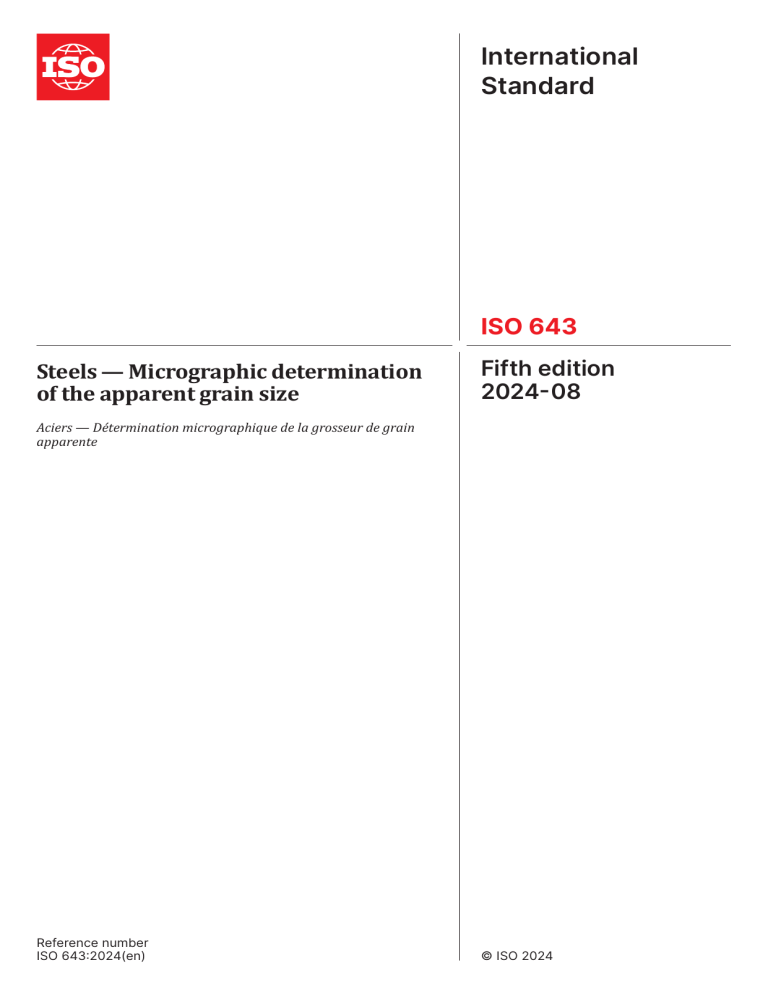 ISO 643: Steel Grain Size Micrographic Determination