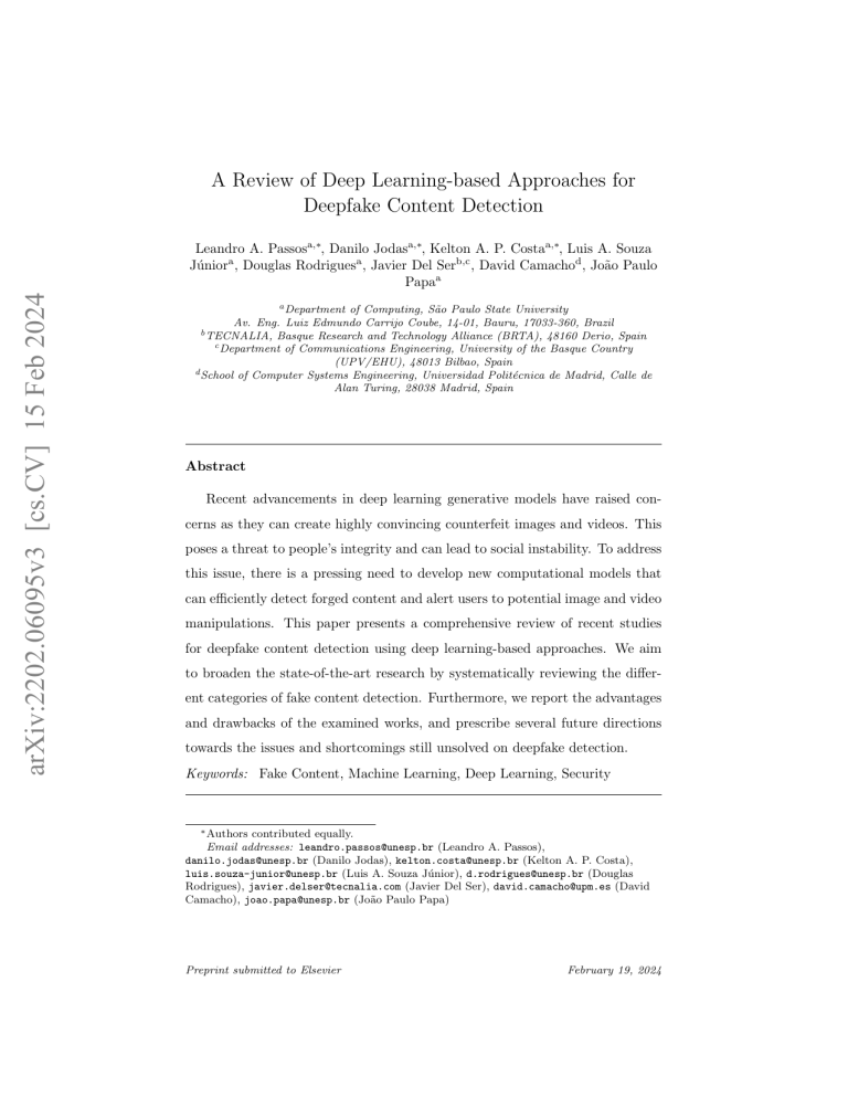 Deepfake Detection: A Deep Learning Review