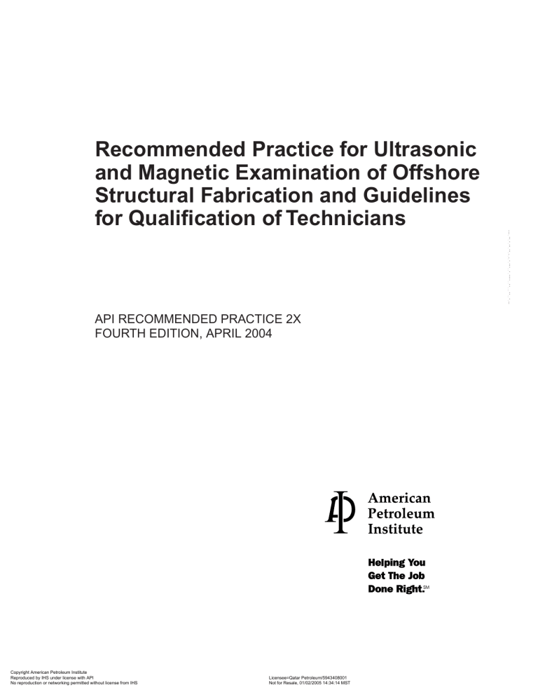 Offshore Structure Ultrasonic & Magnetic Exam Practice
