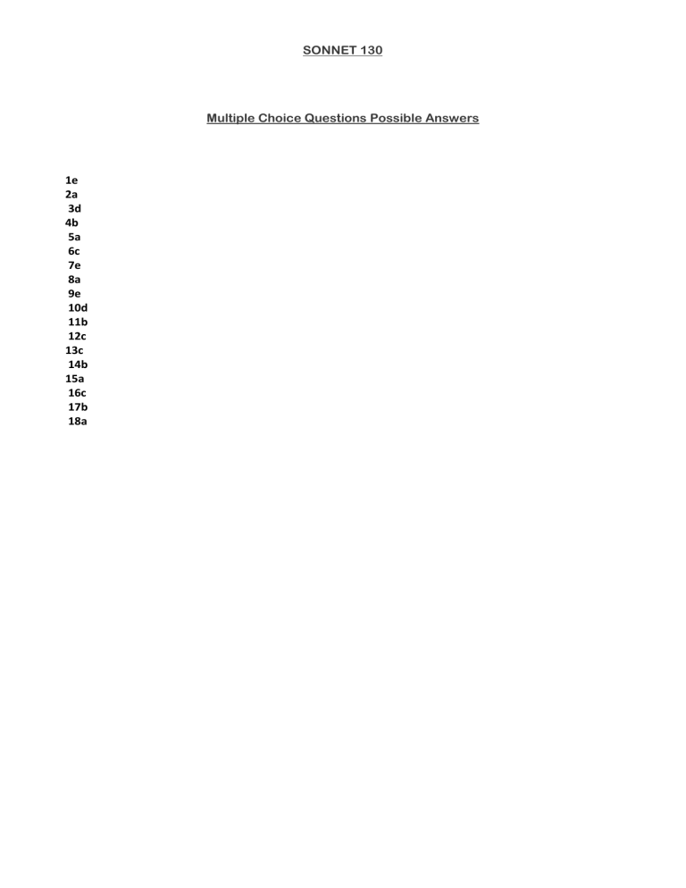 Sonnet 130 & The Woman: Study Guide with Questions & Answers