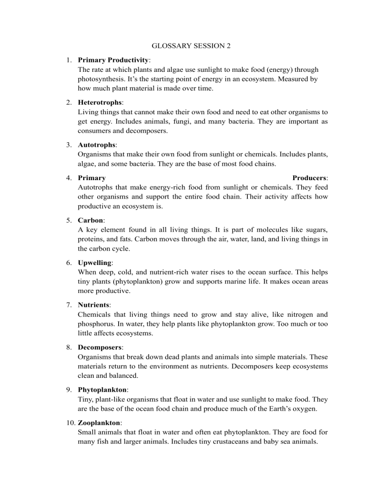 Ecology & Oceanography Glossary: Key Terms Defined