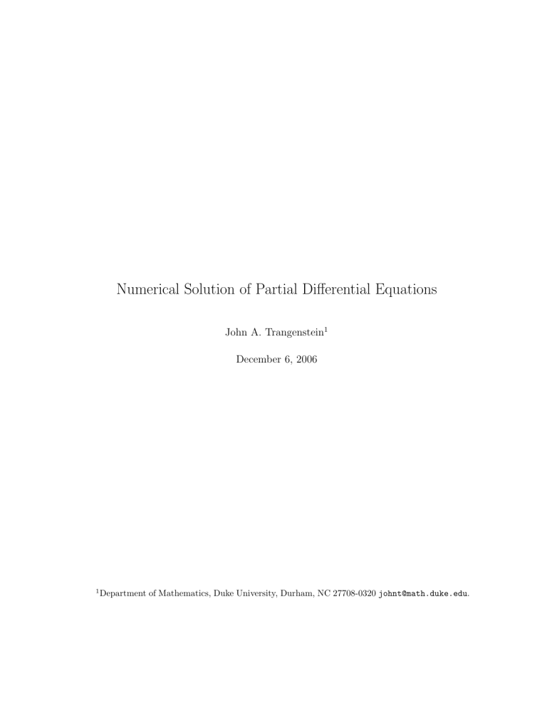 Numerical Solution of PDEs: Finite Difference & Element Methods