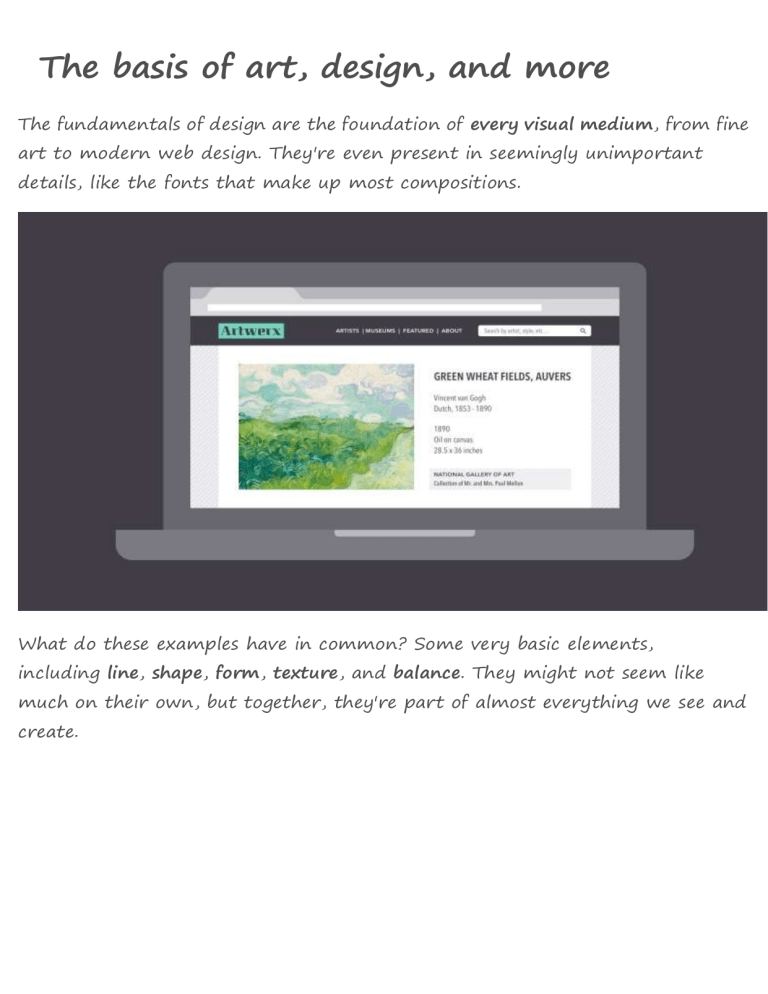 Design Fundamentals: Line, Shape, Form, Texture, Balance