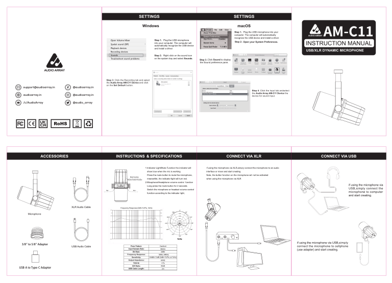 AM-C11 USB/XLR Microphone Instruction Manual