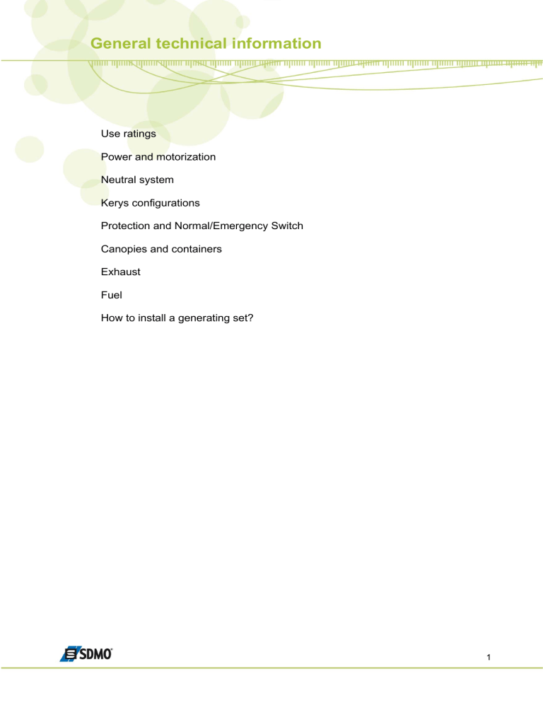 Generating Set Technical Information & Ratings Guide