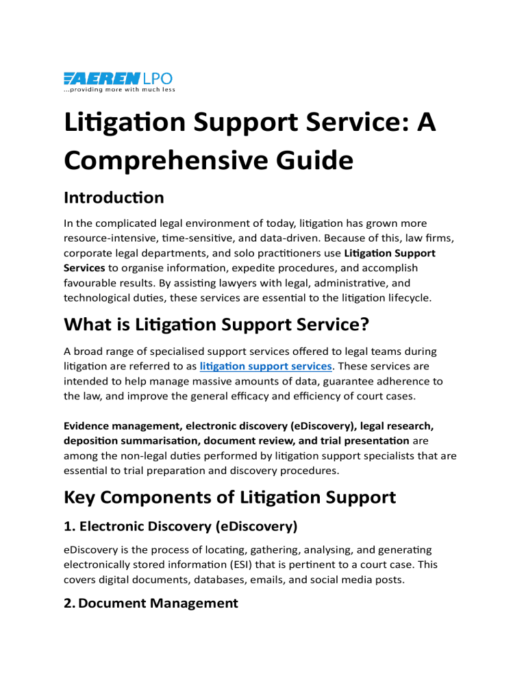 Litigation Support Services: A Comprehensive Guide