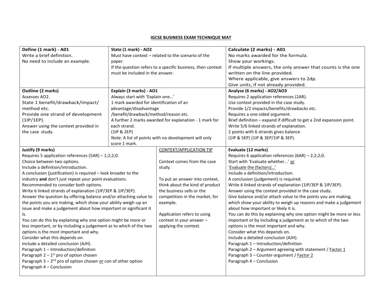 IGCSE Business Exam Technique Guide