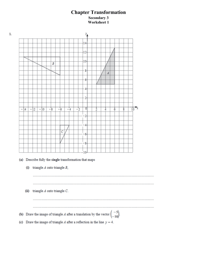 Transformation Worksheet: Secondary 3 Geometry