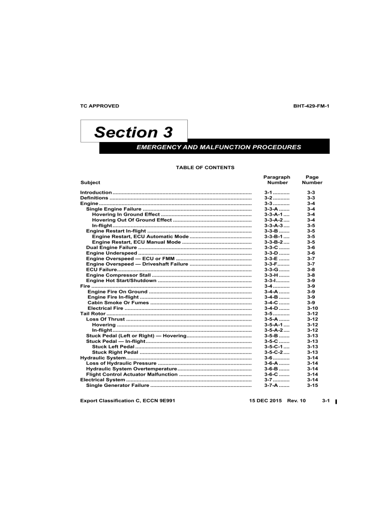 Helicopter Emergency Procedures | Flight Manual Section