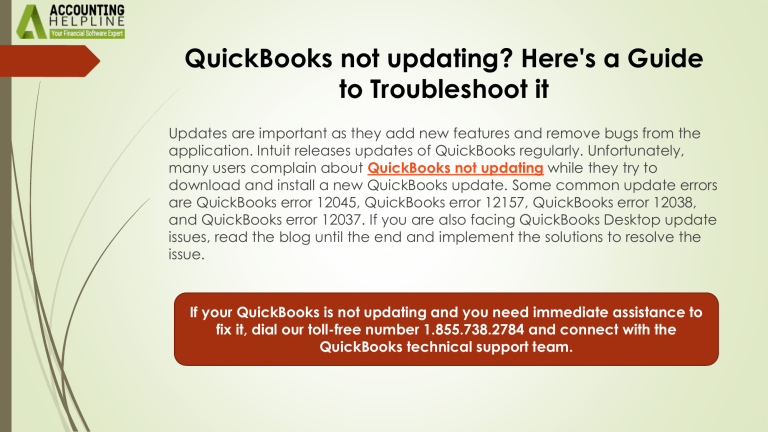QuickBooks Update Troubleshooting Guide