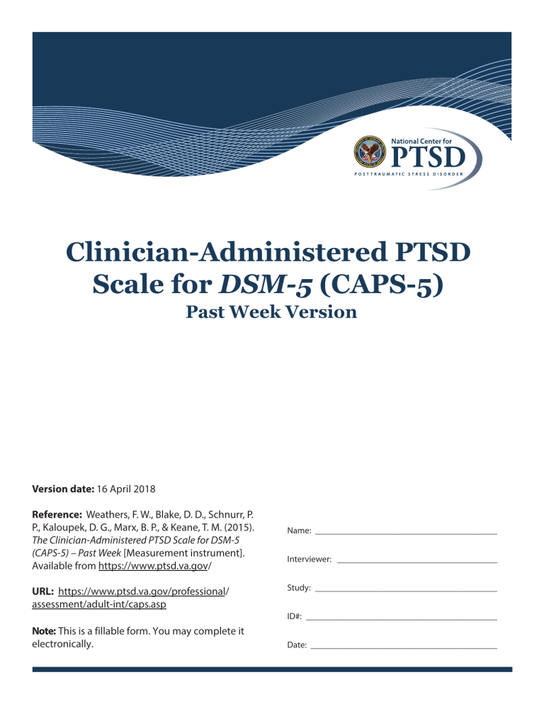 CAPS-5 Past Week: PTSD Assessment Scale