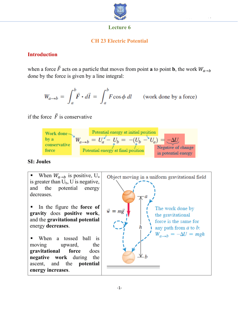 Electric Potential: Physics Lecture Notes - College Level