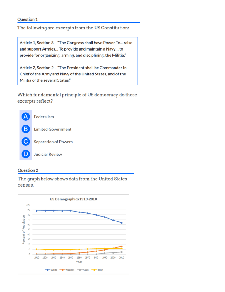US Constitution & Demographics Test