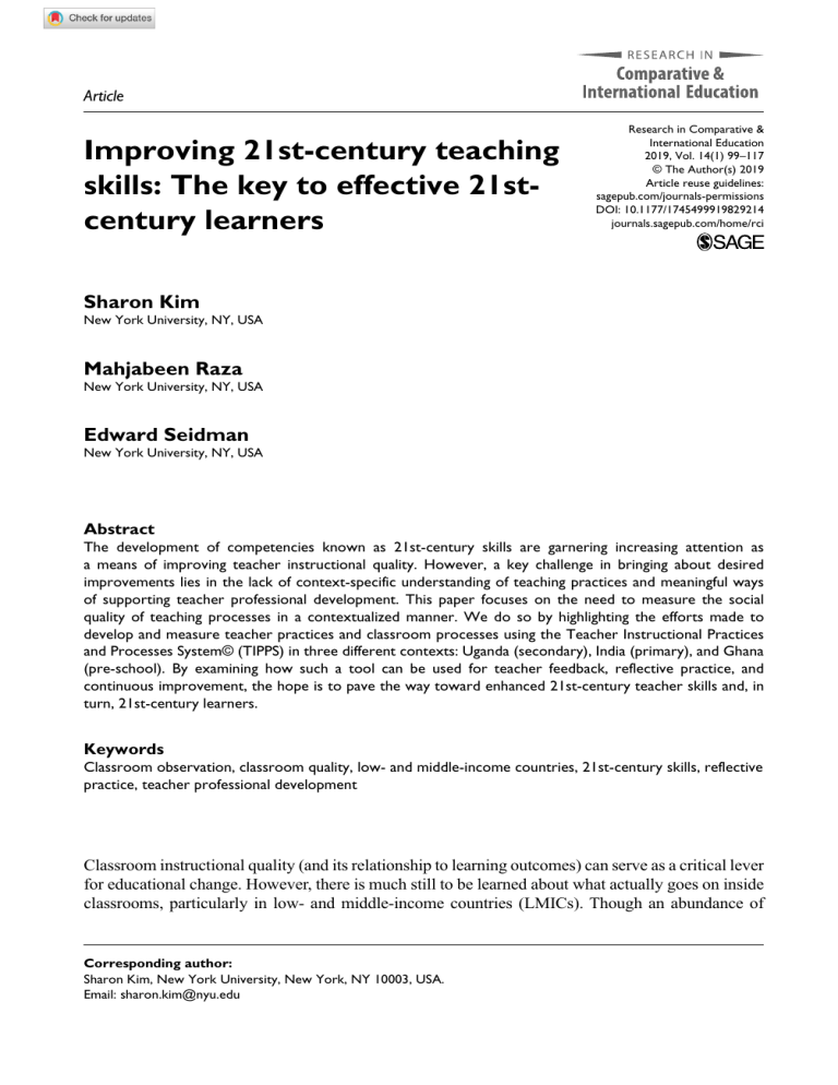 21st-Century Teaching Skills: Key to Effective Learners