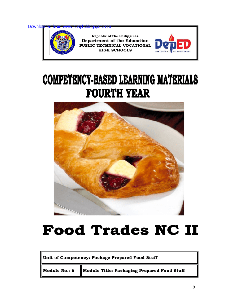 Packaging Prepared Food Stuff Module