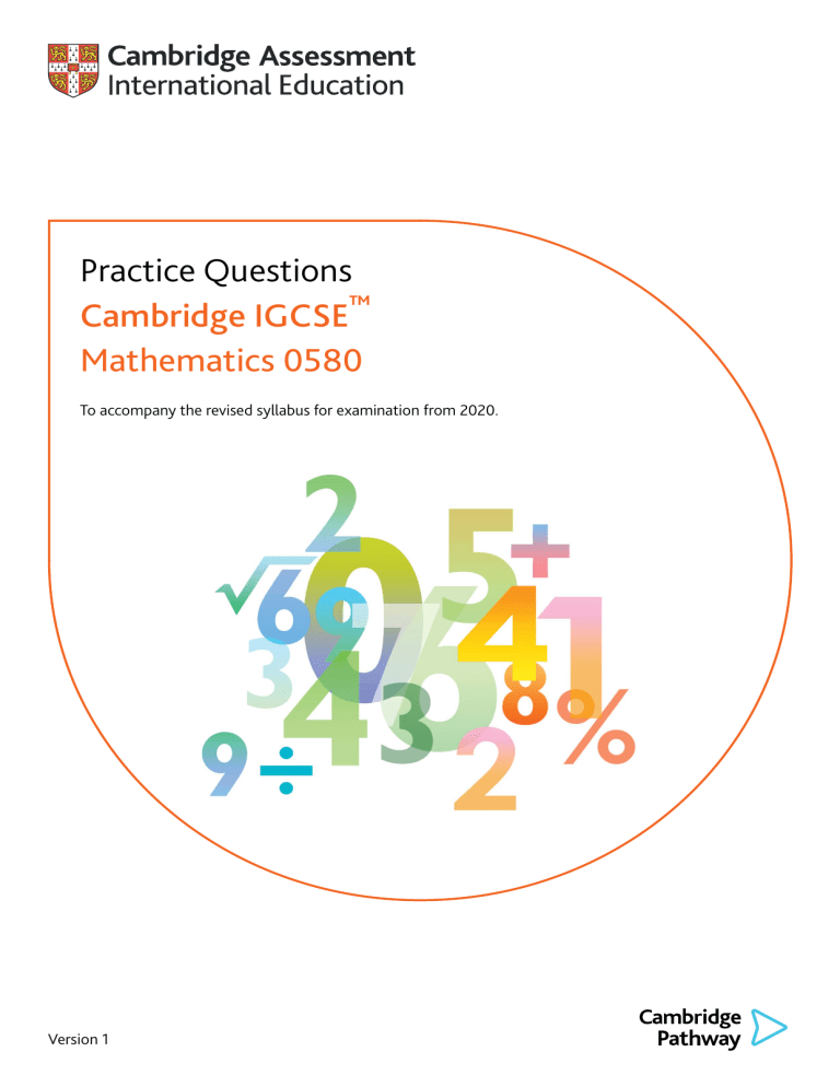 Cambridge IGCSE Mathematics 0580 Practice Questions