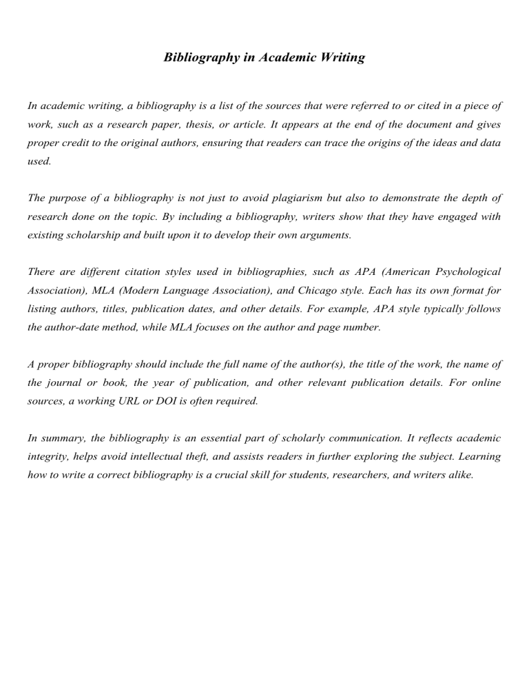 Bibliography in Academic Writing: Guide & Importance