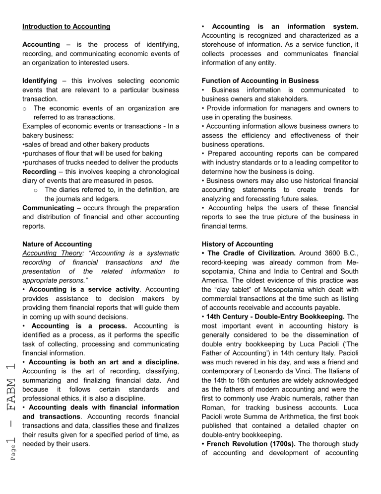 Introduction to Accounting Principles