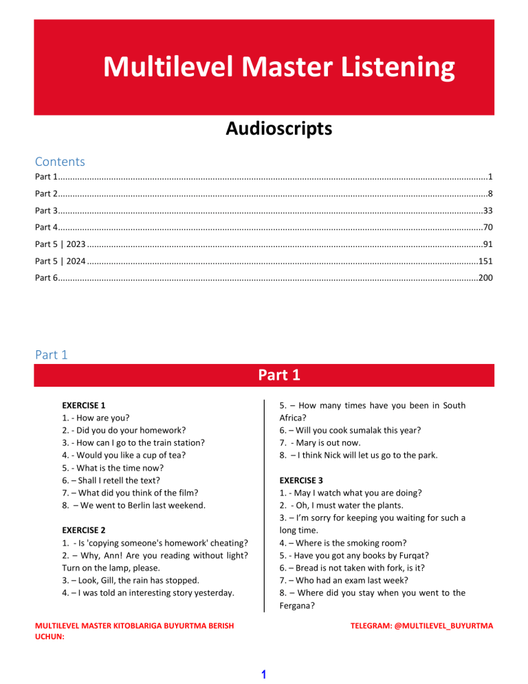 Multilevel Master Listening Audioscripts