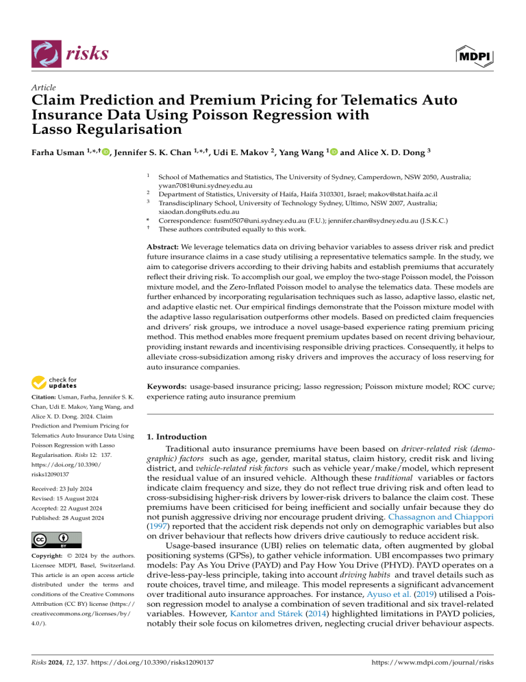 Telematics Auto Insurance: Claim Prediction with Poisson Regression