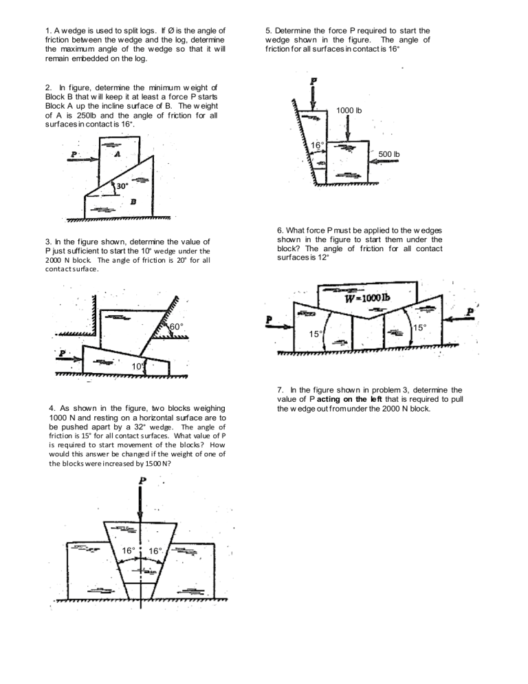 Wedge & Friction Statics Problems
