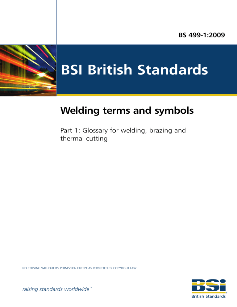 Welding Terms & Symbols: BS 499-1 Glossary