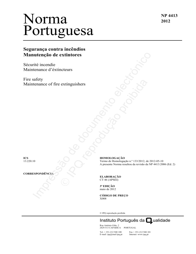 NP 4413: Norma de Manutenção de Extintores