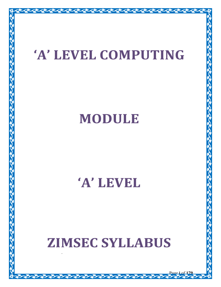 'A' Level Computing Syllabus - ZIMSEC