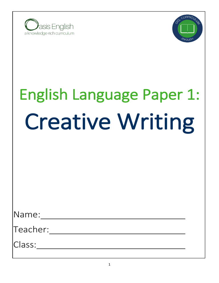Creative Writing Worksheet: English Language Paper 1