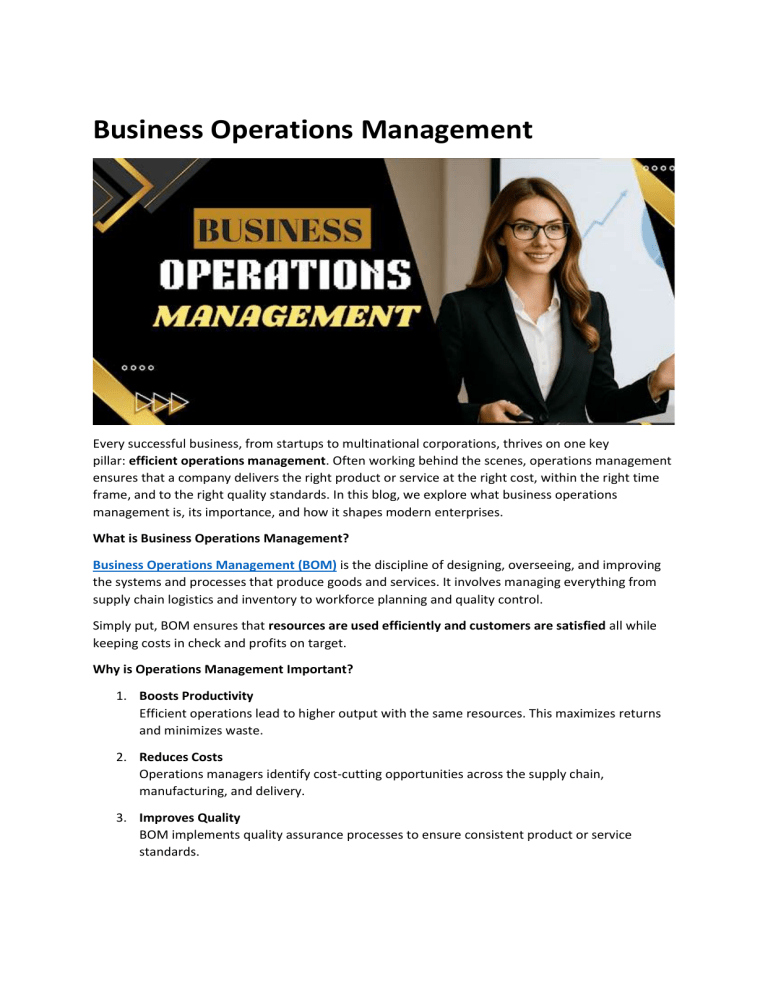 Business Operations Management: Key Concepts & Importance