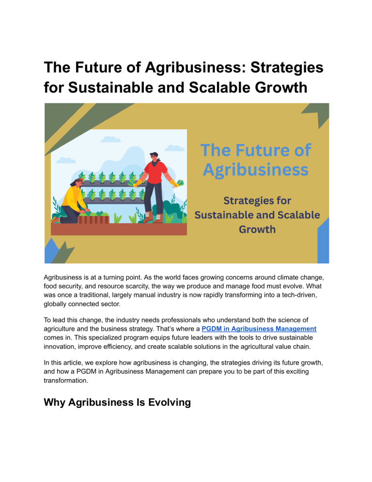 Future of Agribusiness: Sustainable Growth Strategies