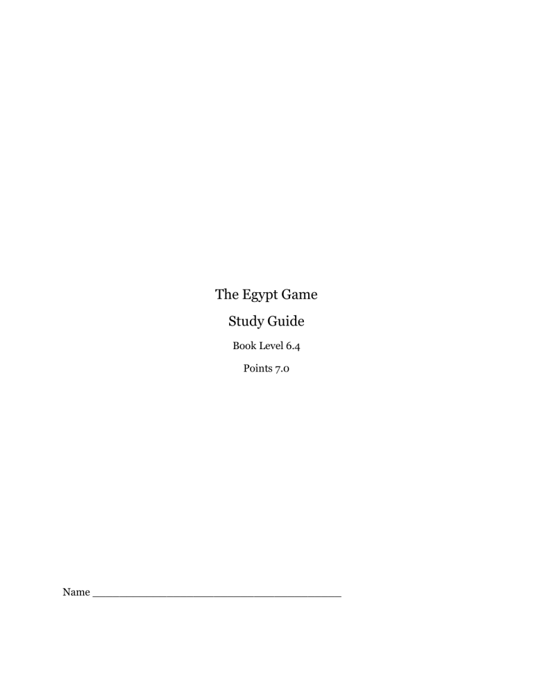 The Egypt Game Study Guide: Comprehension & Vocabulary