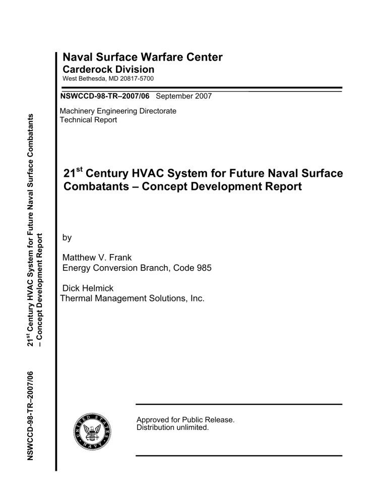 21st Century Naval HVAC System Concept Development