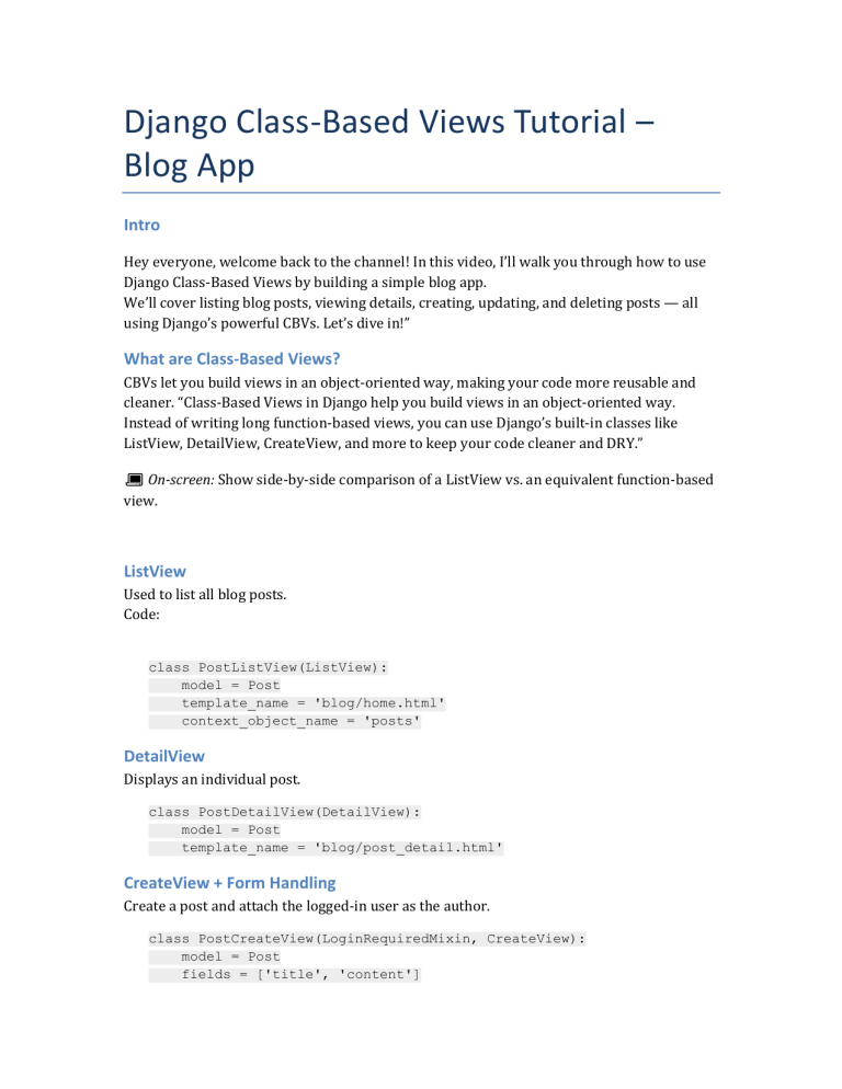 Django Class-Based Views Tutorial: Build a Blog App
