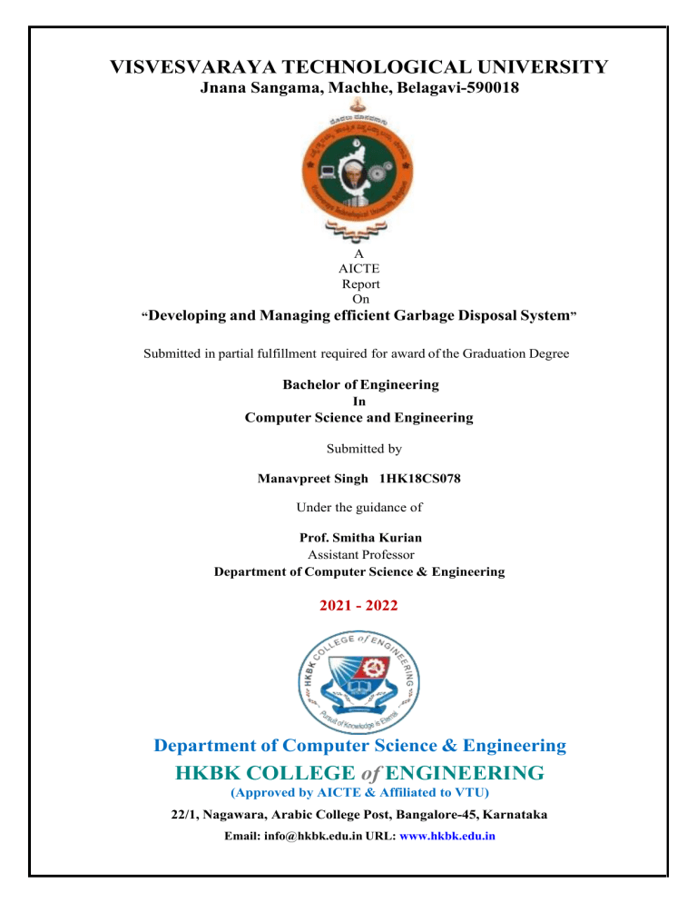 Garbage Disposal System: Development and Management