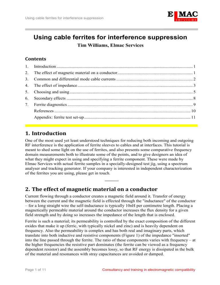 Cable Ferrites for Interference Suppression: A Tutorial