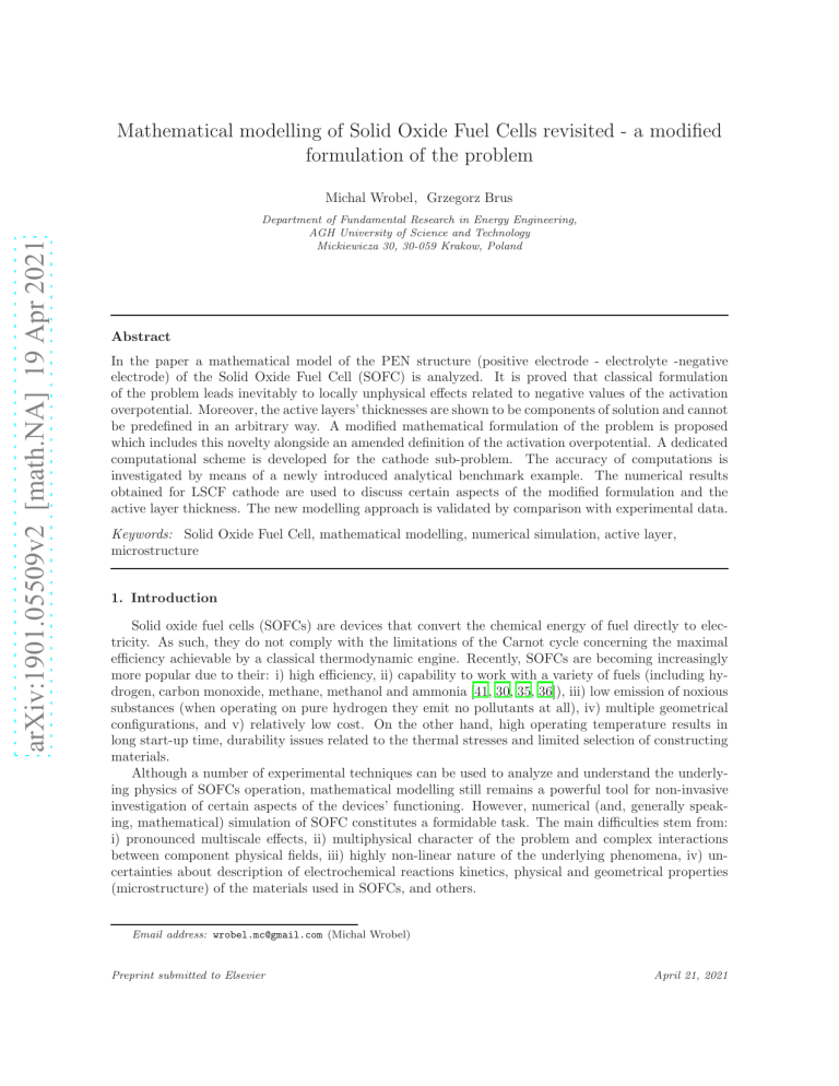 SOFC Mathematical Modeling: A Modified Formulation