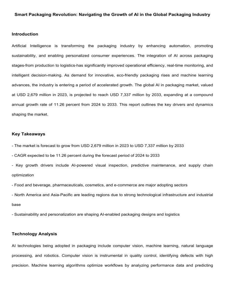 AI in Packaging: Market Growth, Trends, and Key Players