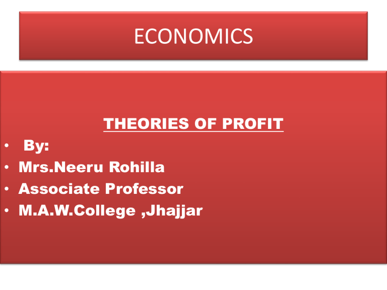 Theories of Profit: Economics Presentation