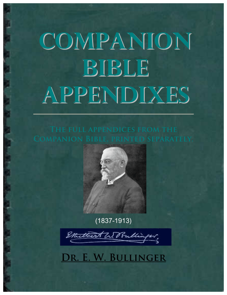 Companion Bible Appendices by E.W. Bullinger