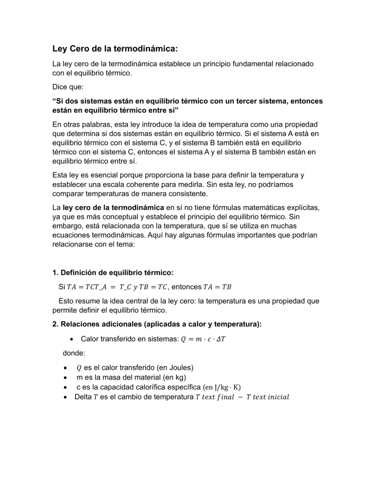 Ley Cero de la Termodinámica Explicada