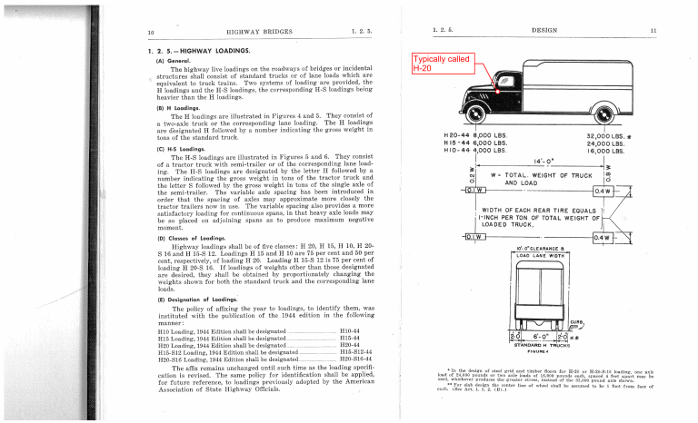 Highway Bridge Loading Standards: H & H-S Loadings