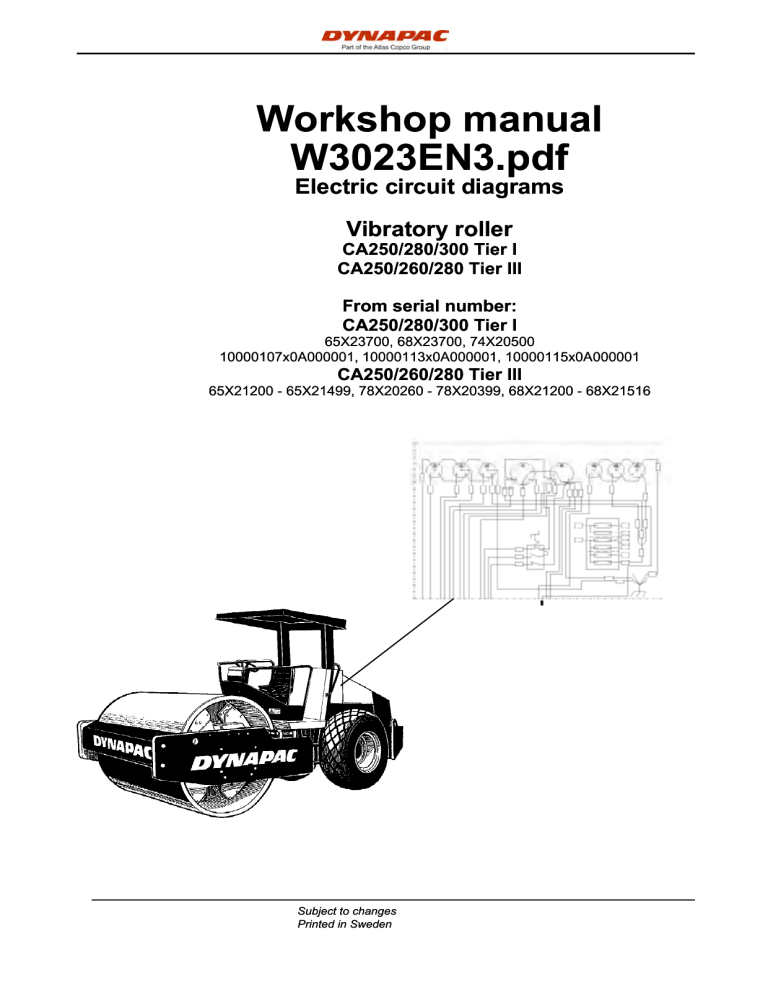 Dynapac Roller CA250/280/300 Electric Circuit Diagrams Manual