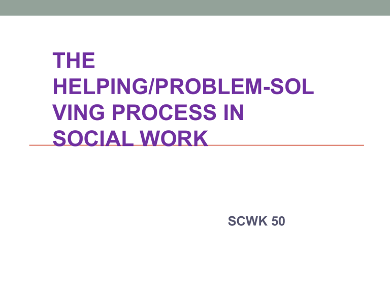 Social Work Helping/Problem-Solving Process