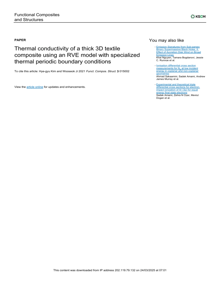 Thermal Conductivity of 3D Textile Composites: RVE Model