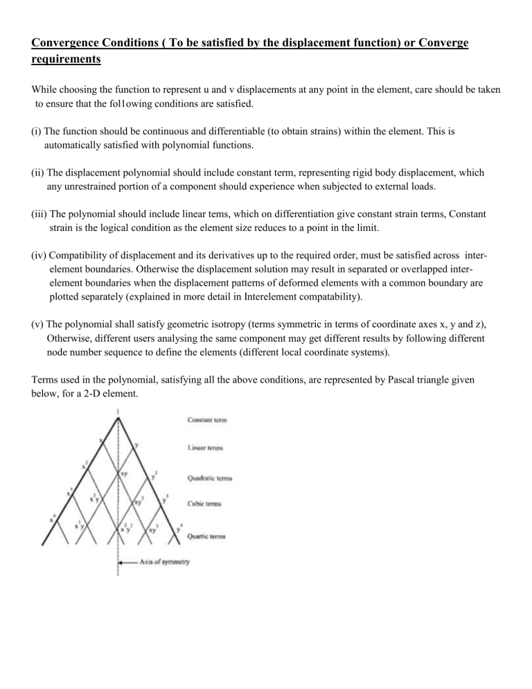 Convergence Conditions in Finite Element Analysis