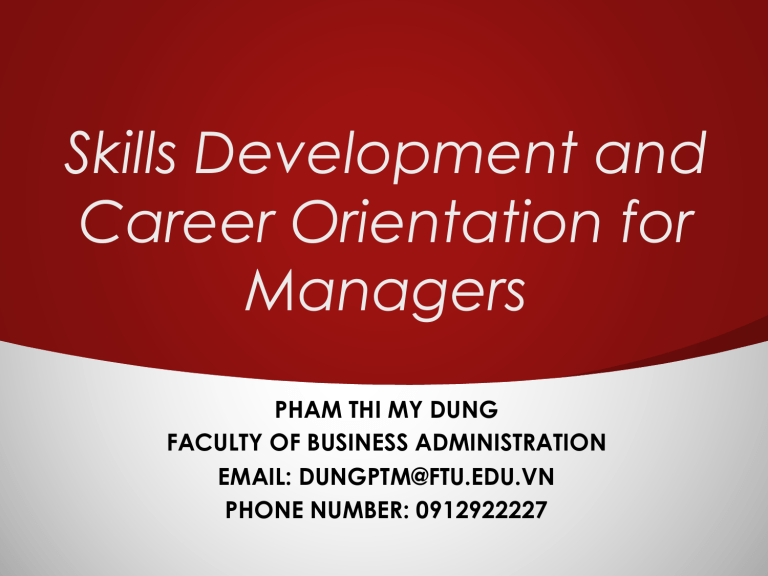 Skills Development & Career Orientation for Managers