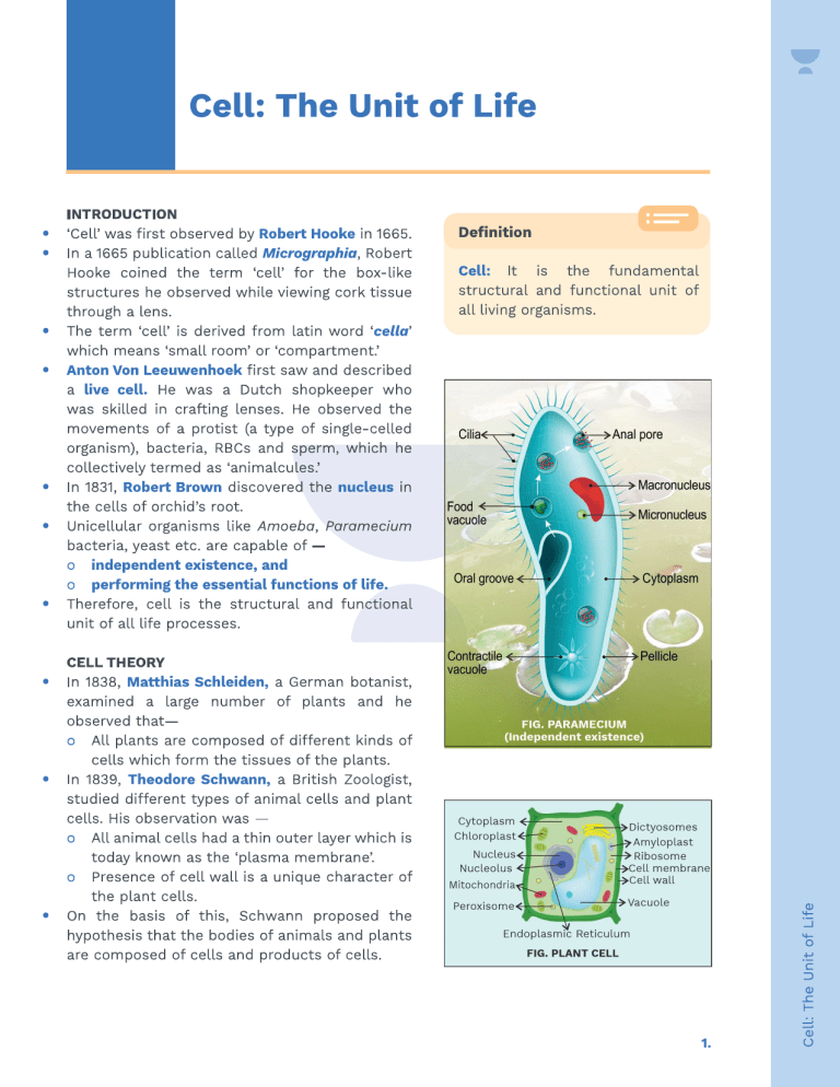 Cell Biology: The Unit of Life - Textbook Page