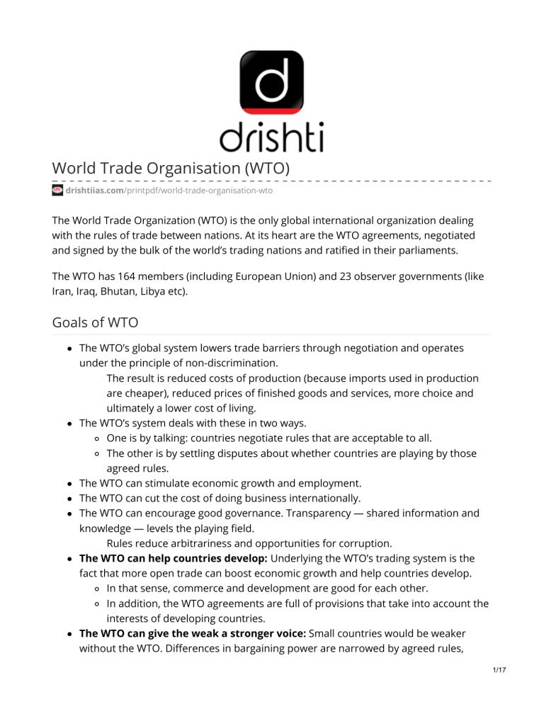World Trade Organization (WTO): Goals, History, Governance